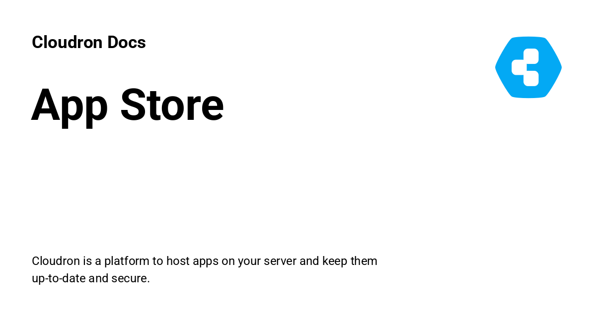 App Store - Cloudron Docs