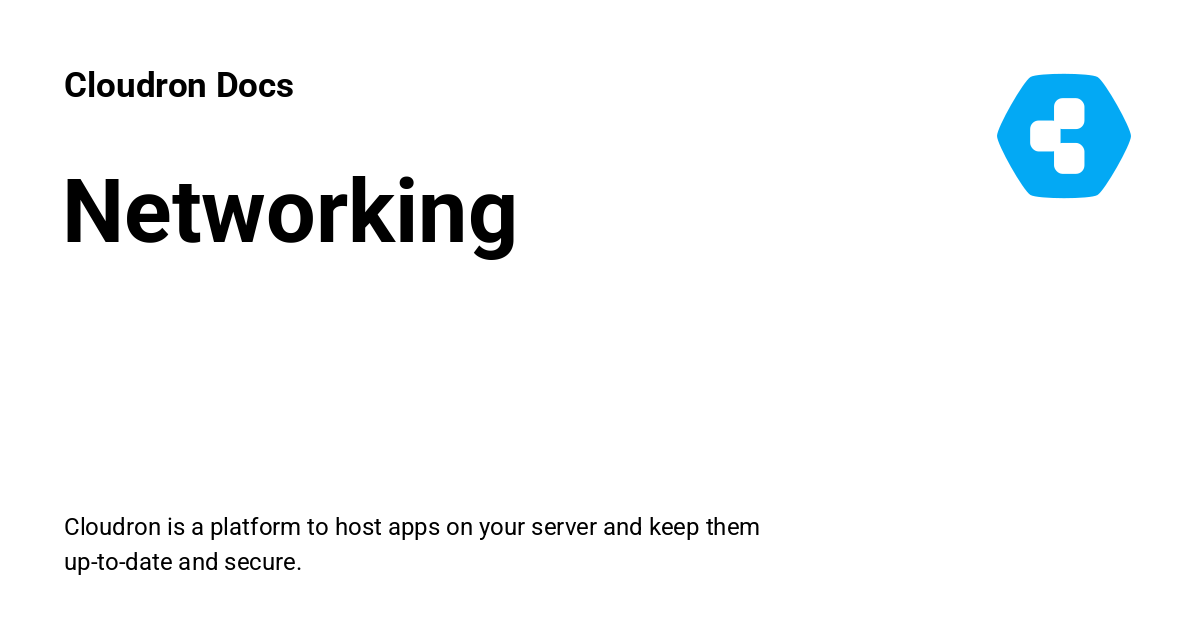 Networking - Cloudron Docs