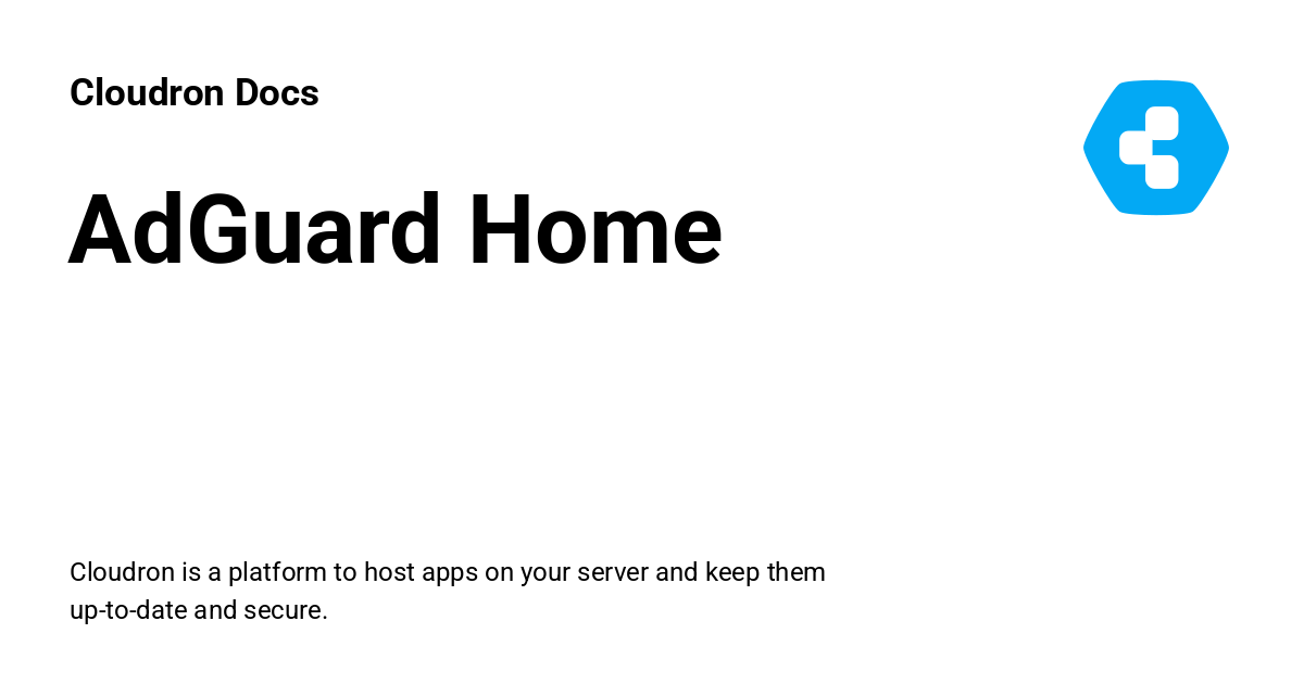 AdGuard Home - Cloudron Docs