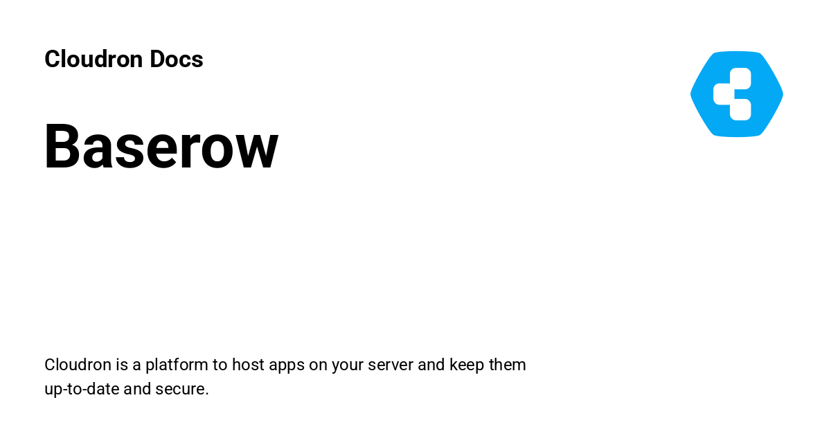 Baserow - Cloudron Docs