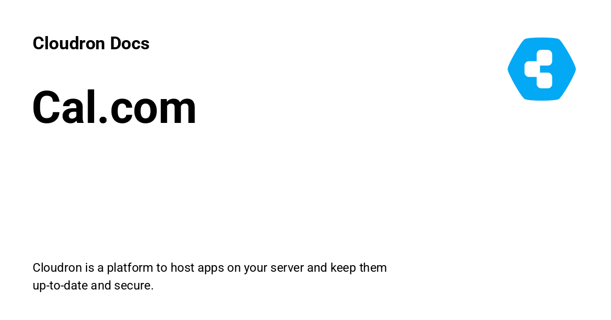 Cal.com - Cloudron Docs