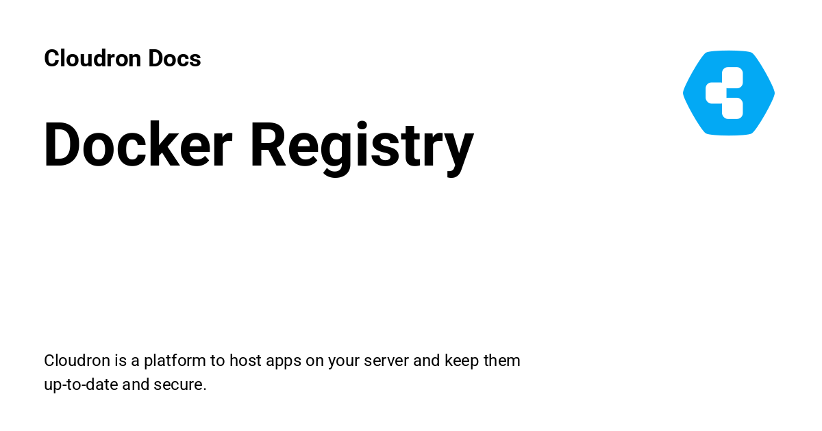 Docker Registry - Cloudron Docs