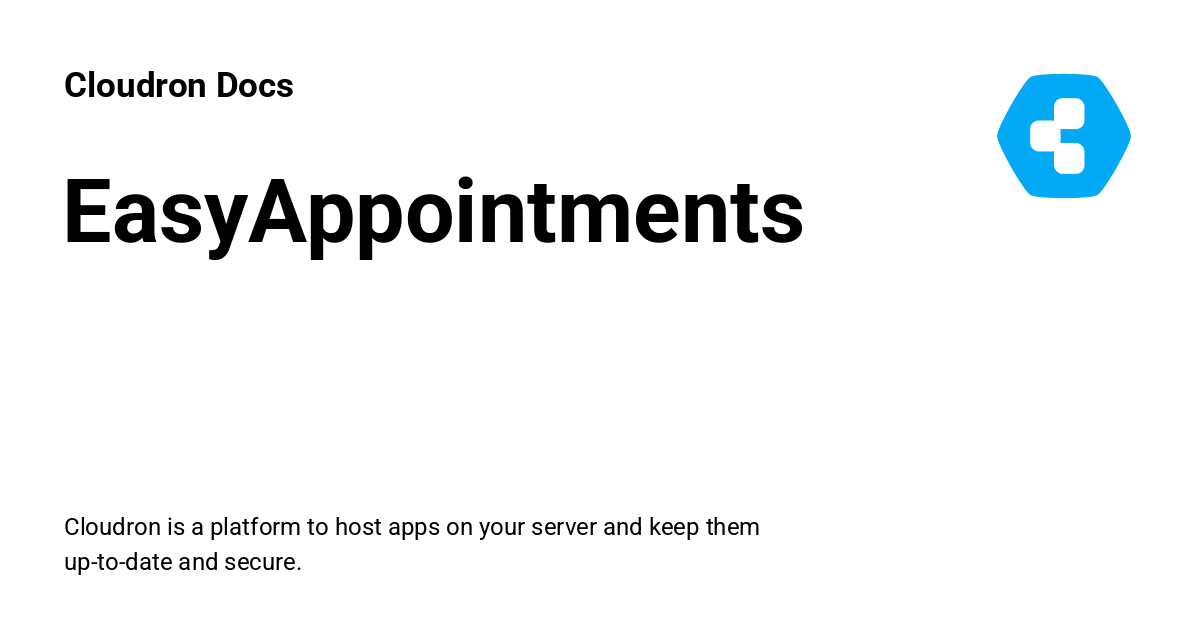 EasyAppointments - Cloudron Docs