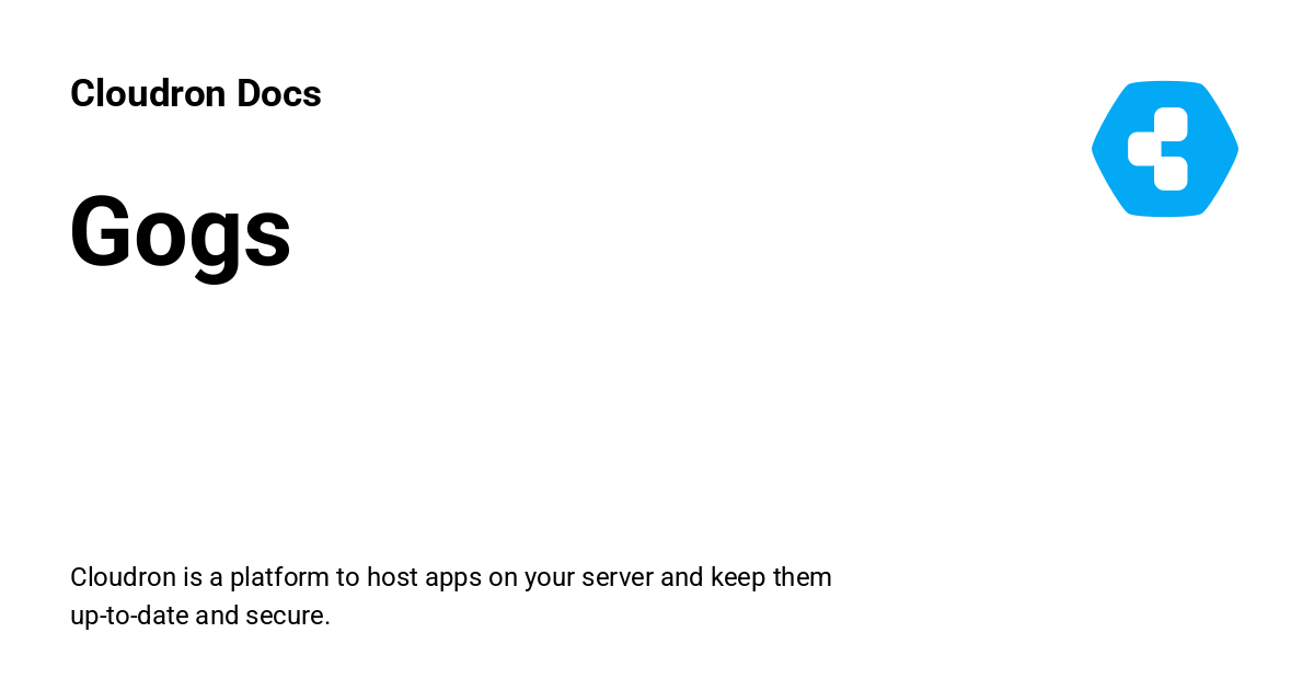 Gogs - Cloudron Docs