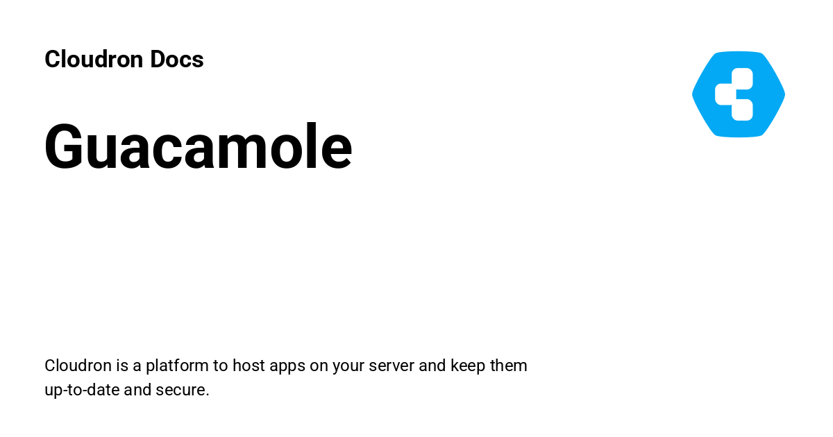 Guacamole - Cloudron Docs