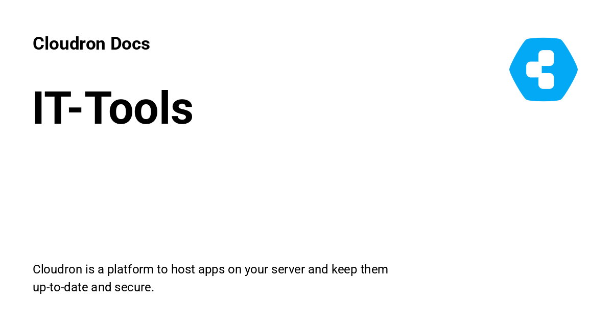 IT-Tools - Cloudron Docs