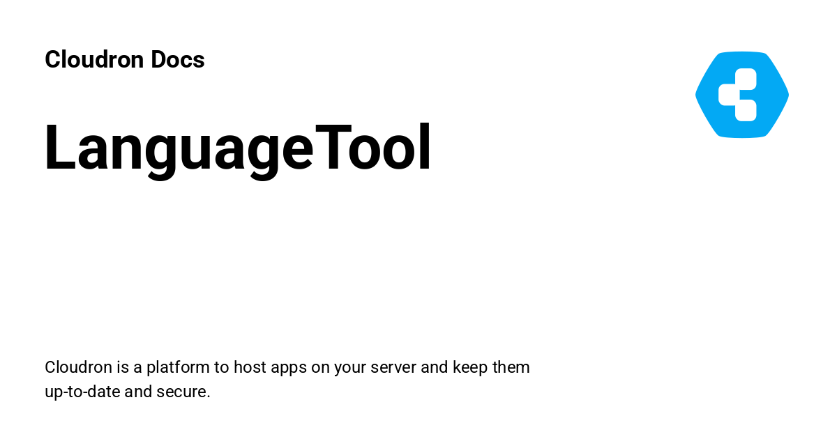 LanguageTool - Cloudron Docs