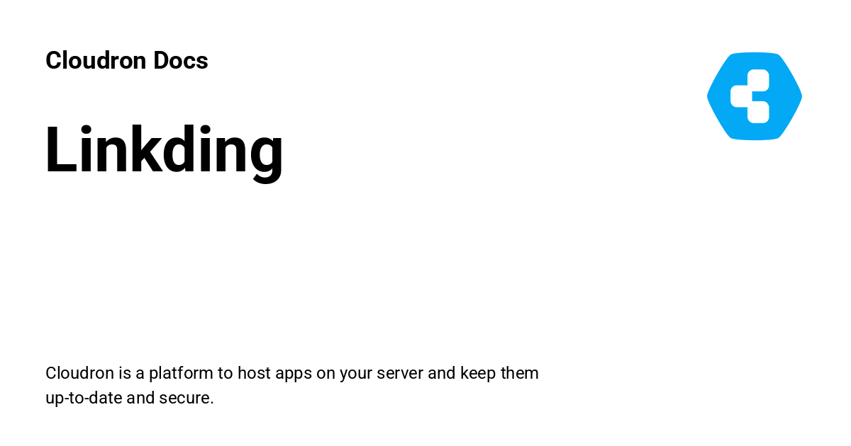 Linkding - Cloudron Docs