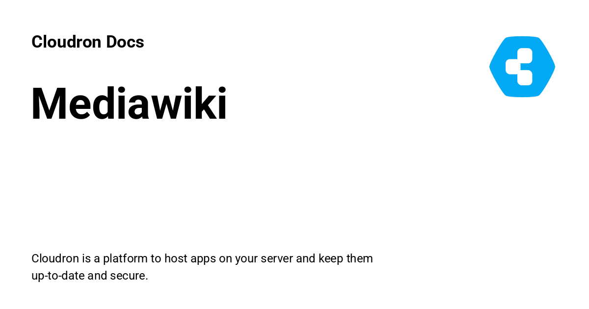 Mediawiki - Cloudron Docs