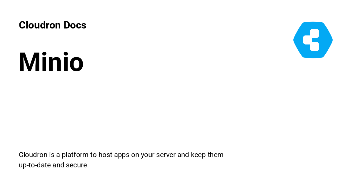 Minio - Cloudron Docs