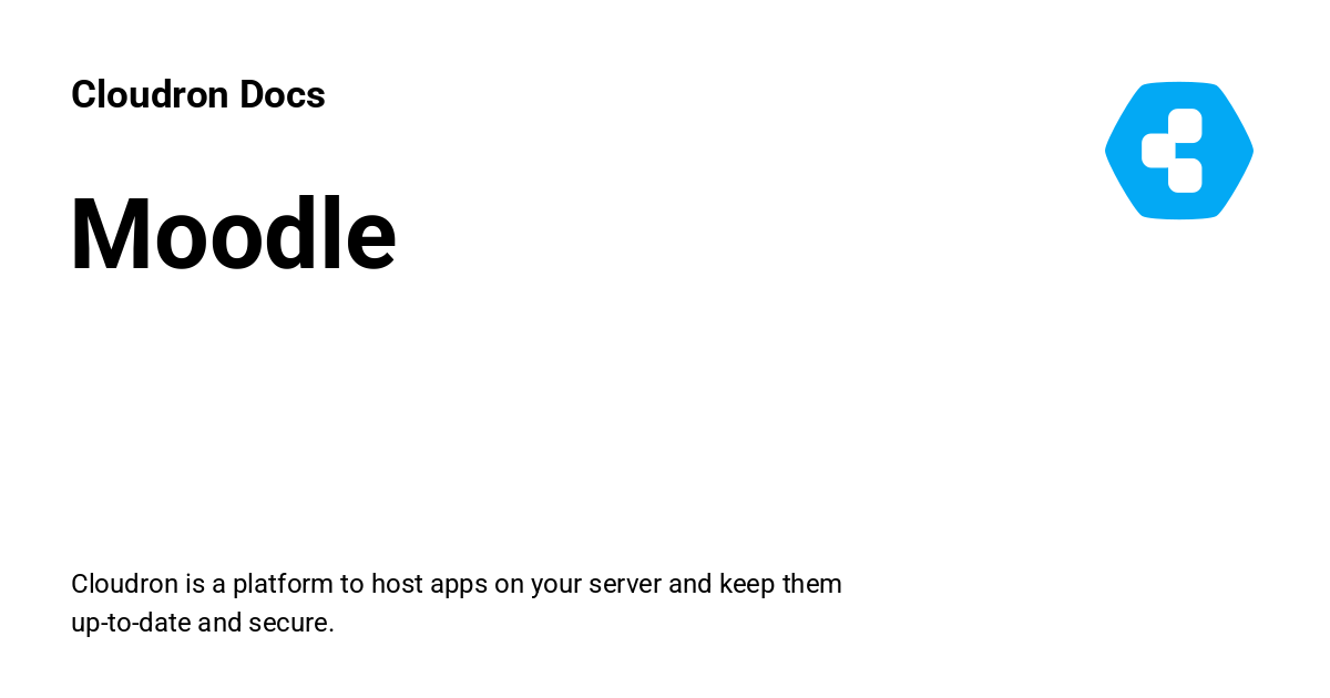 Moodle - Cloudron Docs