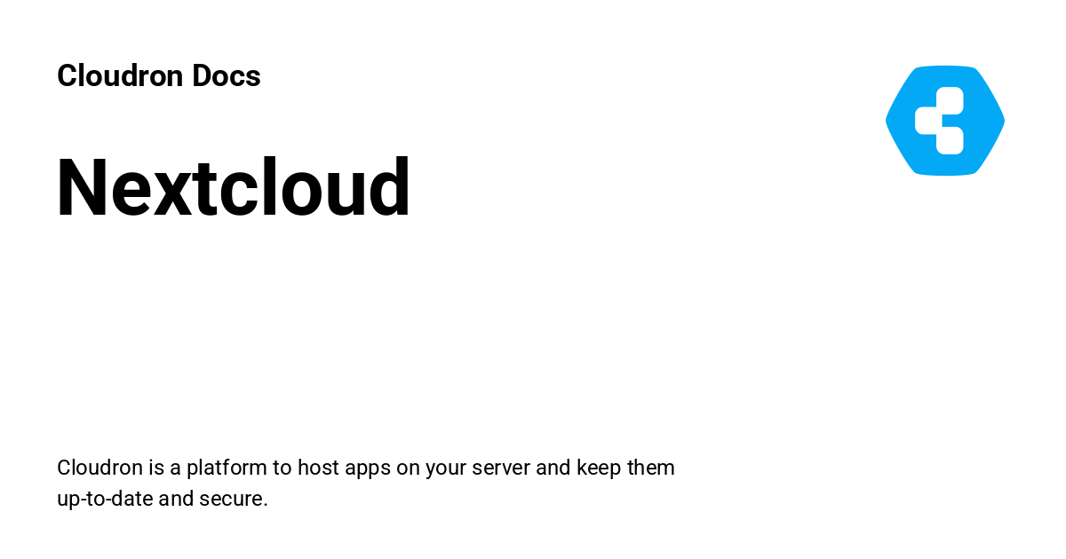 Nextcloud - Cloudron Docs