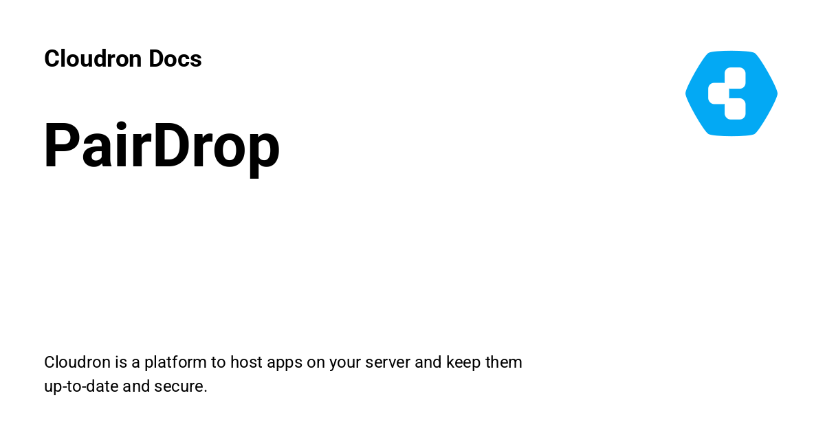 PairDrop - Cloudron Docs