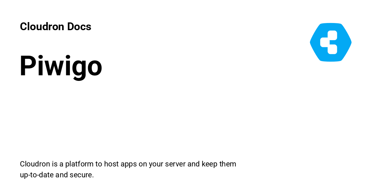 Piwigo - Cloudron Docs