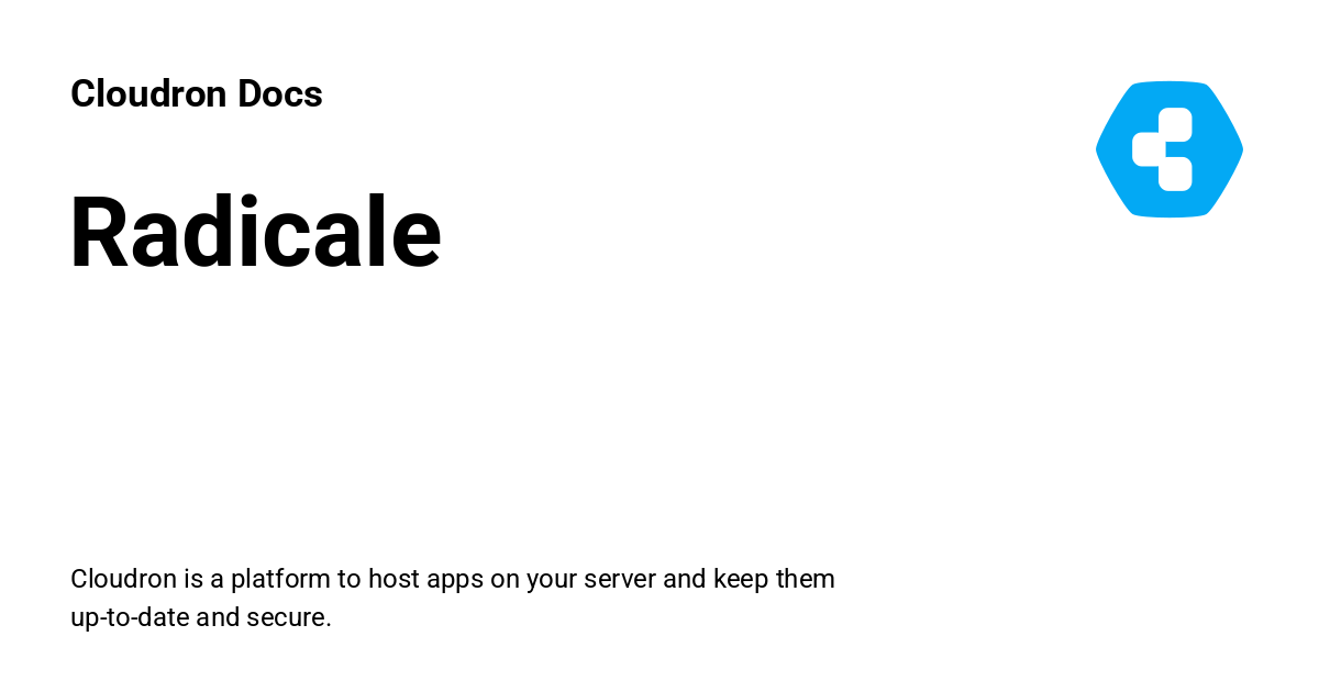 Radicale - Cloudron Docs