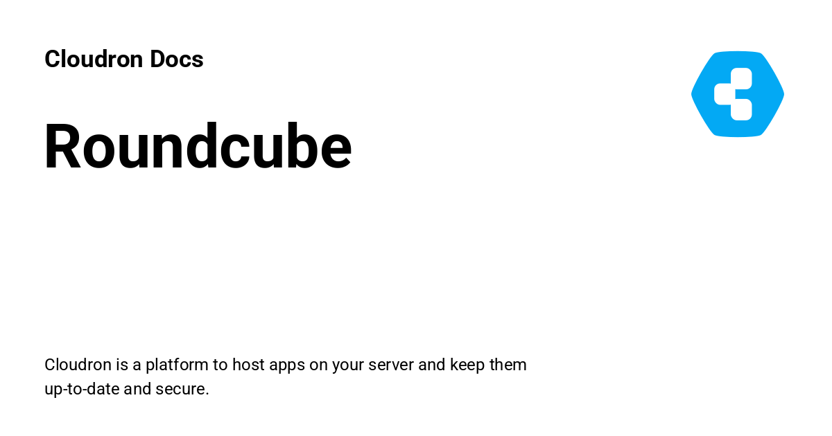 Roundcube - Cloudron Docs