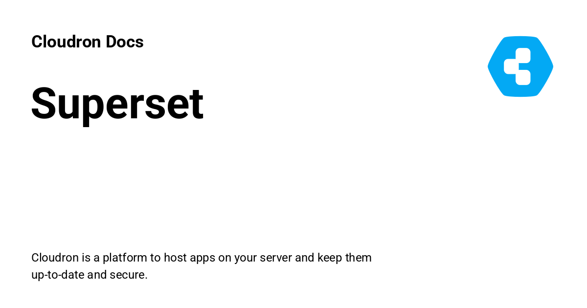 Superset - Cloudron Docs