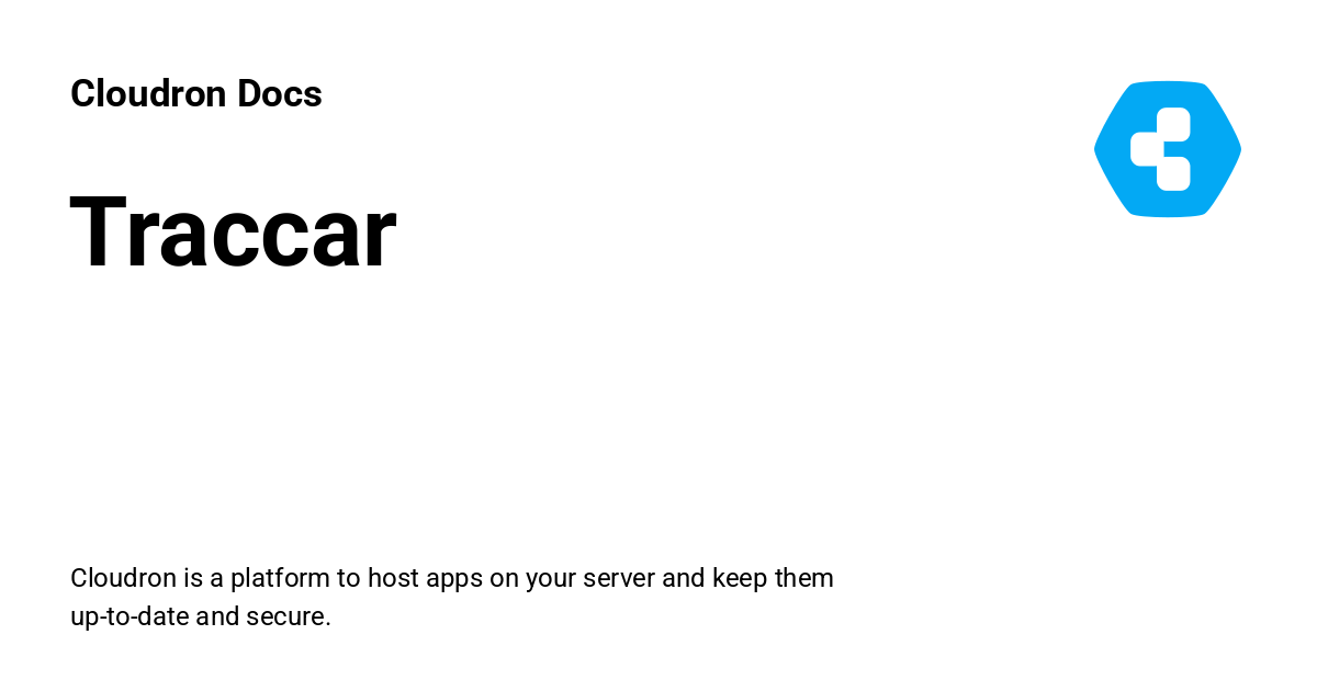 Traccar - Cloudron Docs