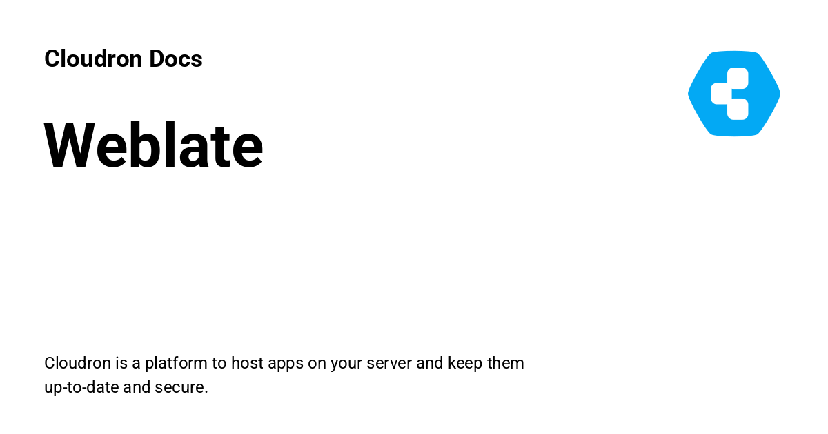 Weblate - Cloudron Docs