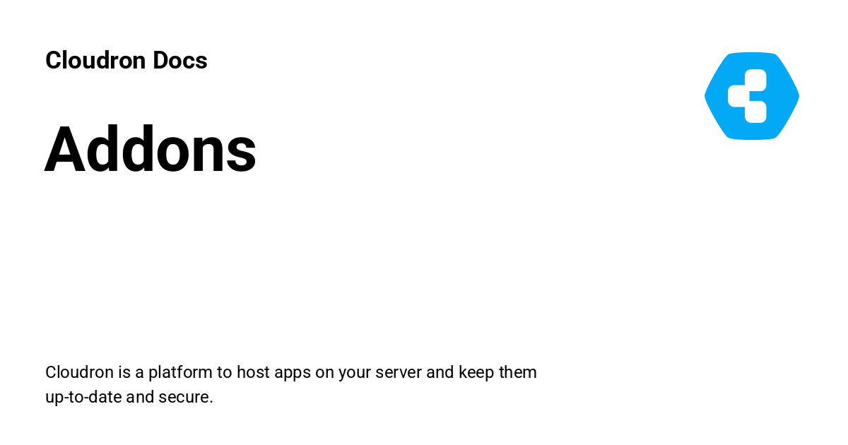 Addons - Cloudron Docs