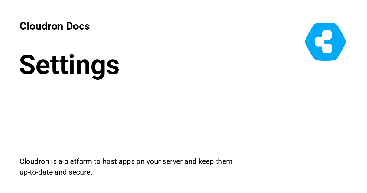 Settings - Cloudron Docs